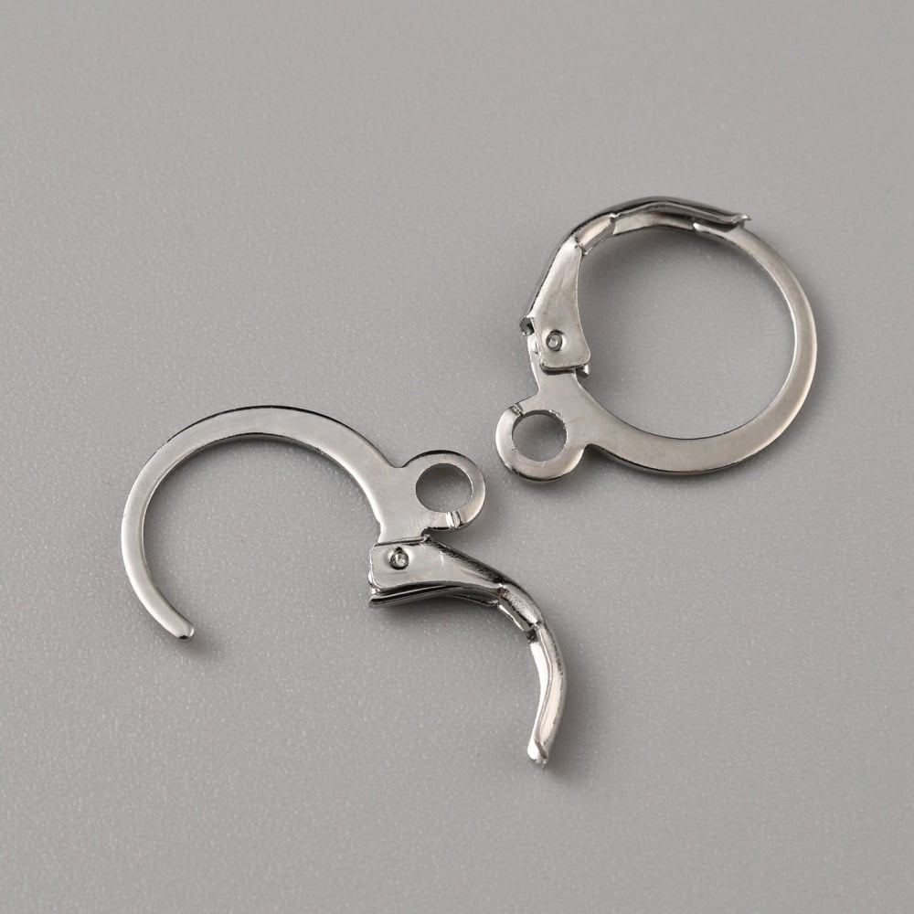 Brass Leverback Earring Findings with Horizontal Loops Platinum 15 ...
