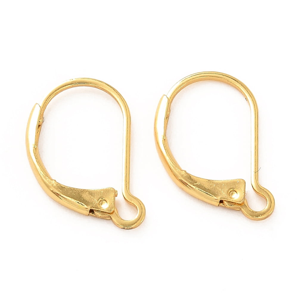 Brass Leverback Earring Findings with Loop Real 18K golden Plated ...