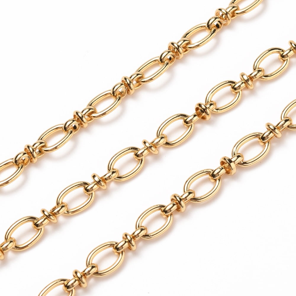 Brass Link Chains with Spool Unwelded Real 18K golden Plated Oval: 8x5 ...