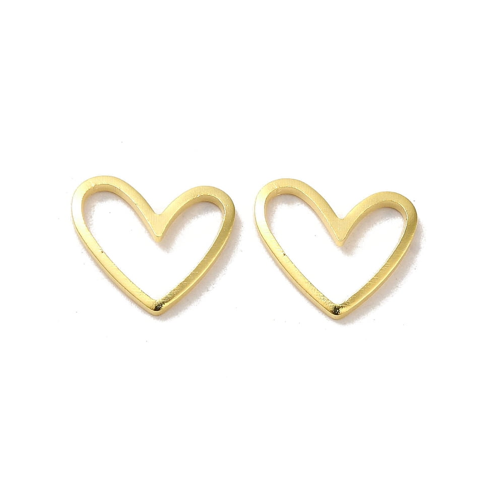 Brass Linking Rings Heart Connector Real 24K golden Plated 11x13x1.5mm ...