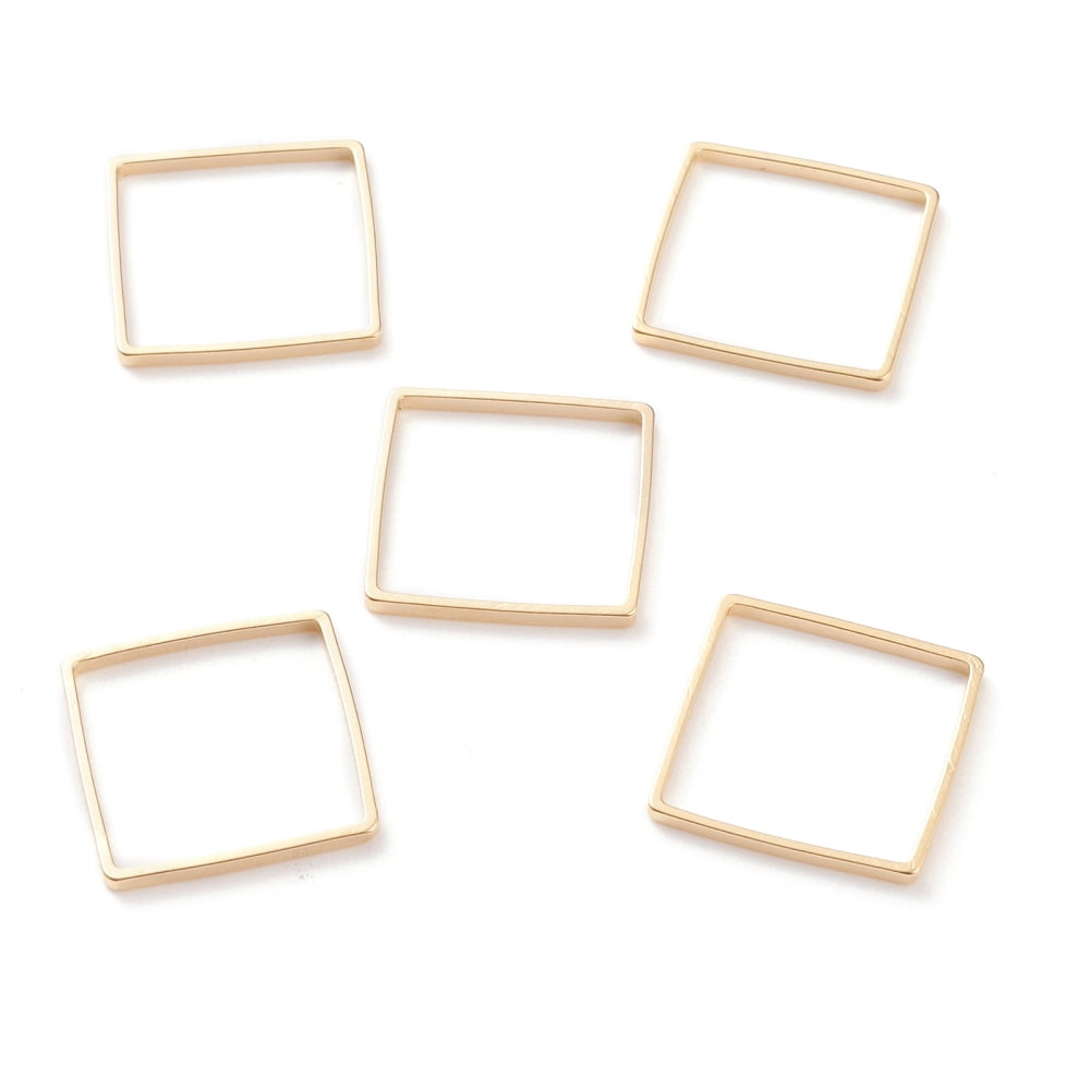 Brass Linking Rings Long-Lasting Plated Square Real 24K golden Plated ...
