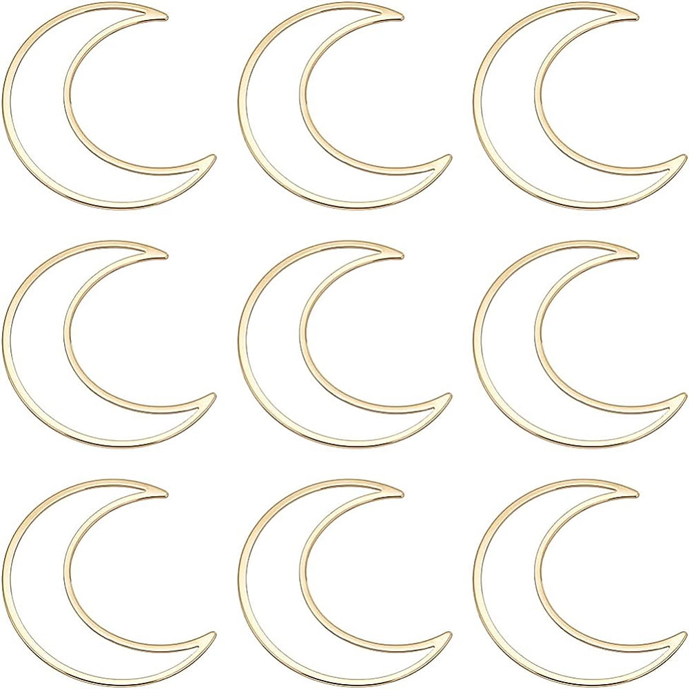 Brass Linking Rings Moon Real 18K Gold Plated 49x40x1mm 10pcs/box DIY ...