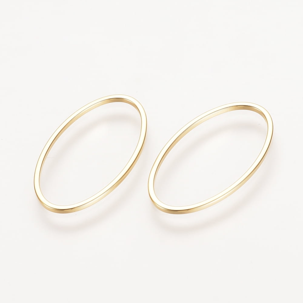 Brass Linking Rings Nickel Free Real 18K Gold Plated Oval 24x14x1mm ...
