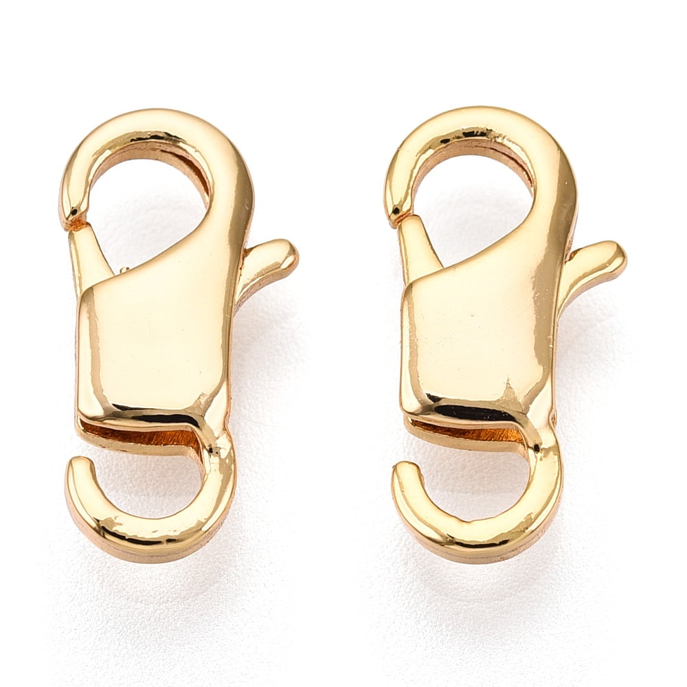 Brass Lobster Claw Clasps Open Hole for Jewelry Making Real 18K Gold ...