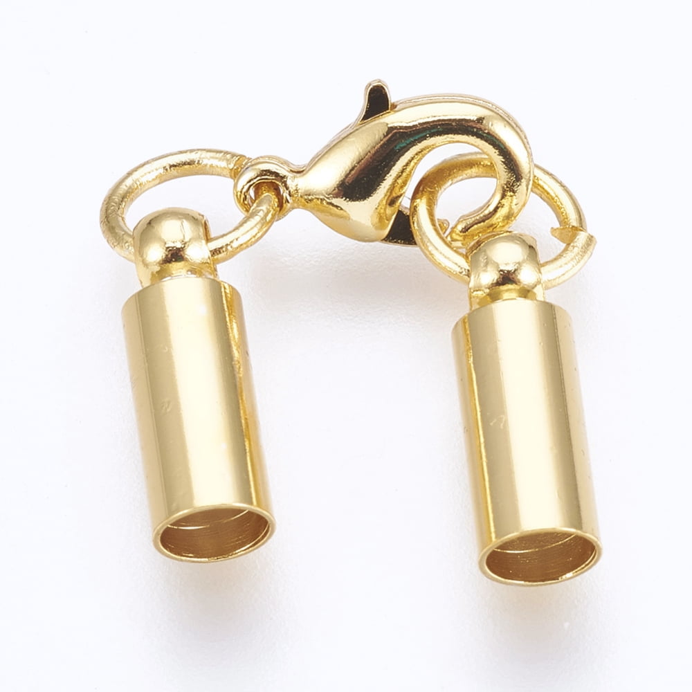 Brass Lobster Claw Clasps with Cord Ends Long-Lasting Plated Real 18K ...
