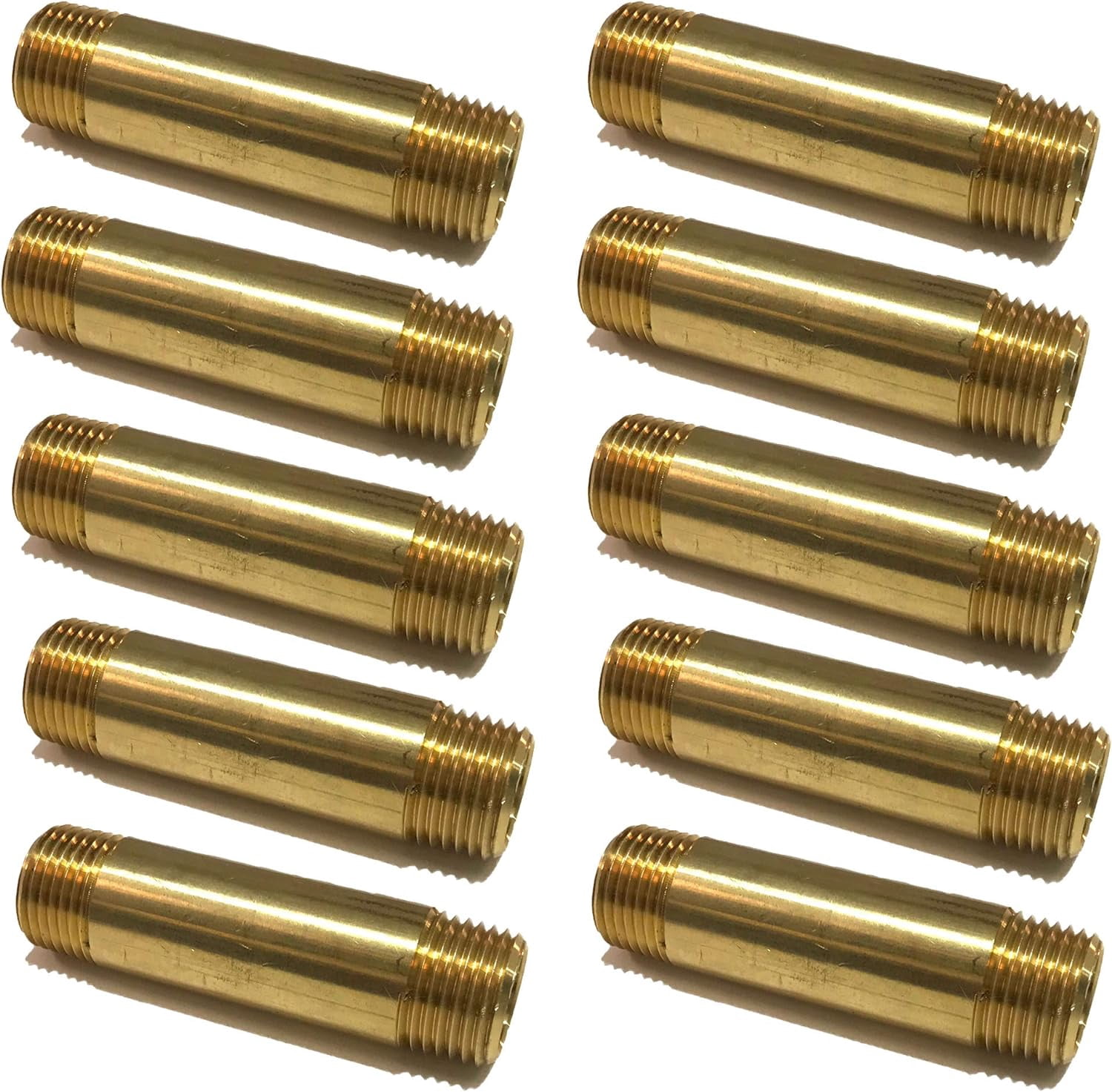 Brass Long Nipple 1/2" X 1/2", 3" Length, Male NPT MNPT Fuel/AIR/Water ...