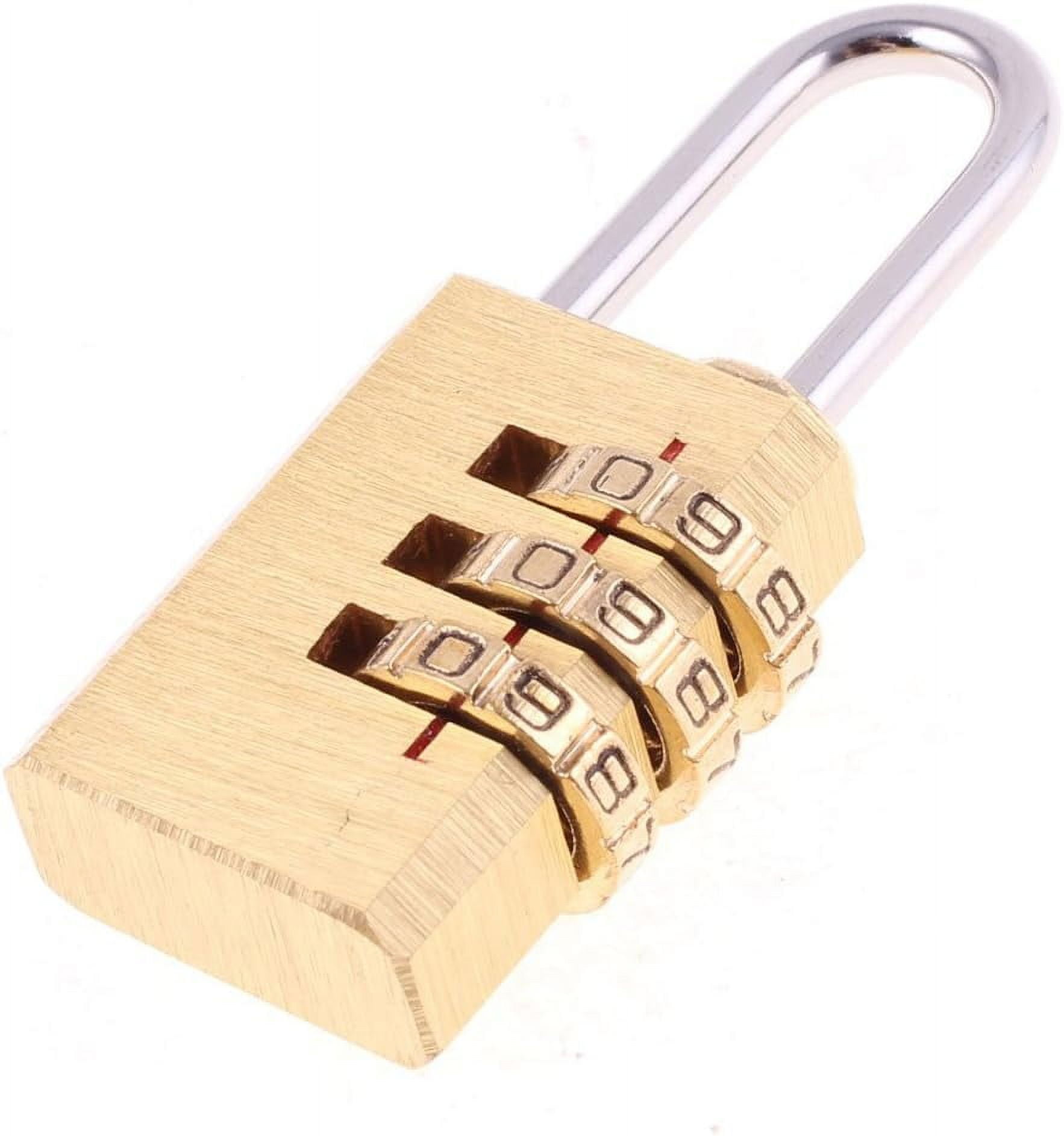 Brass Luggage Bag 3 Digits Number Resettable Combination Coded Lock ...