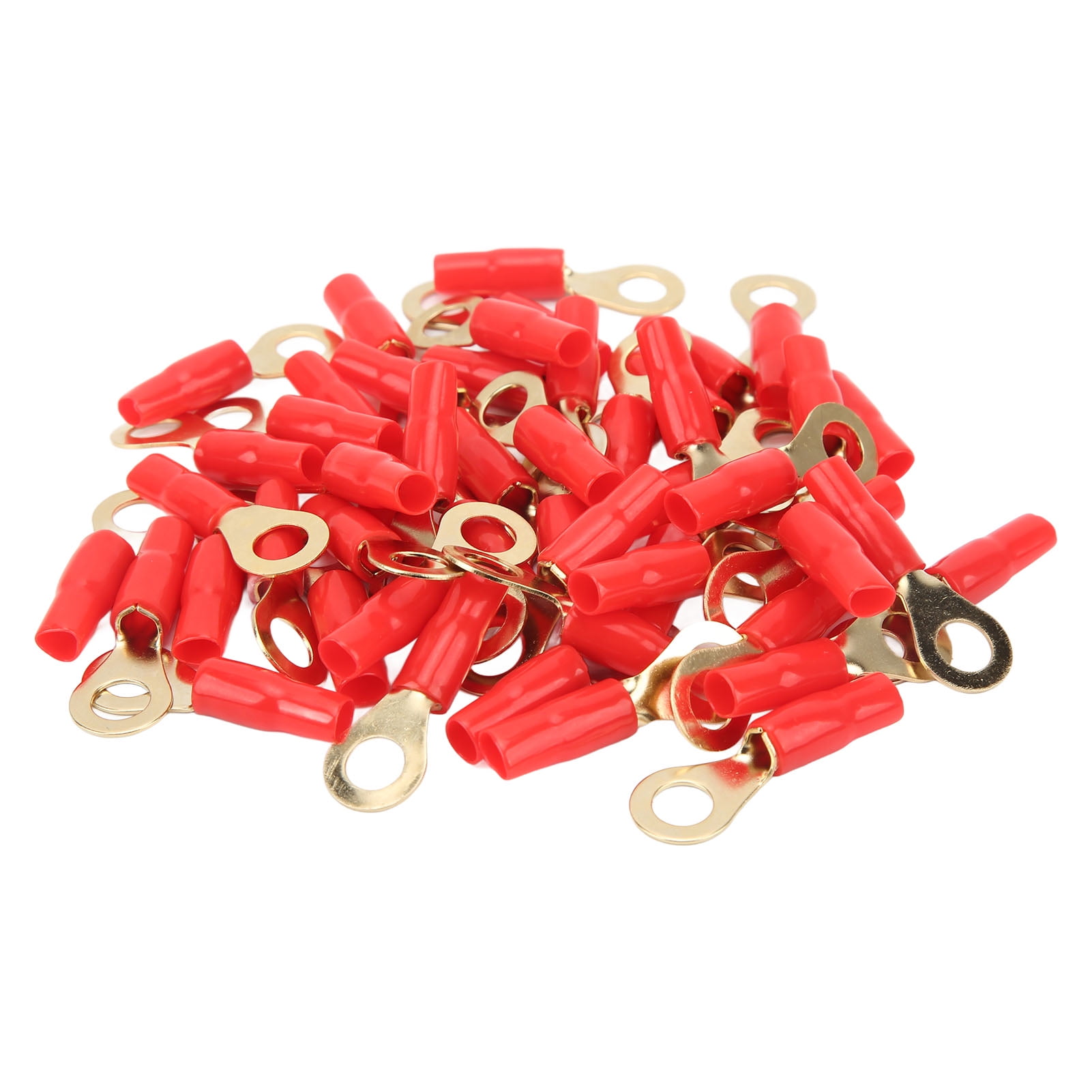 Brass Lugs, 50Pcs Round Terminals, 8 Gauge Wiring Connectors with Heat ...