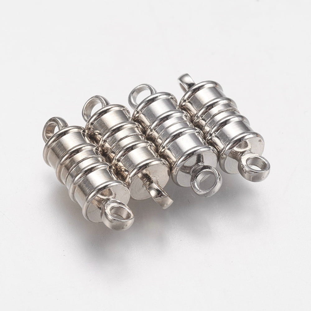 Brass Magnetic Clasps with Loops Nickel Free Column Platinum 17x6mm ...