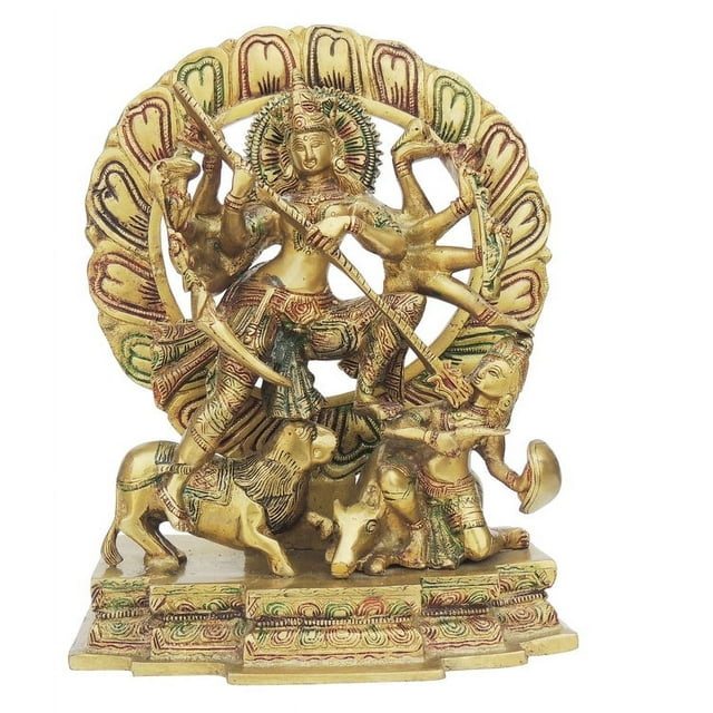Brass Mahishasur Vardhini Statue 6.34kg, Made Shri Durga, Shri Vaishno Devi Idol, Sherawali Mata ...