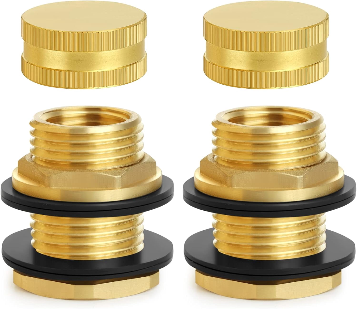 Brass Male Garden Hose Bulkhead Fitting With Plug, 1/2" Female NPT, 3/4 ...