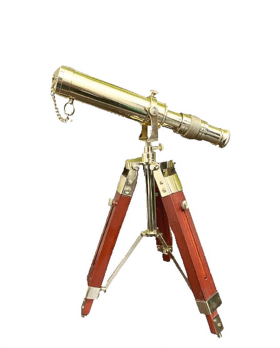 Brass Marine nautical telescope folded telescope with wooden tripod ...
