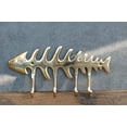 Brass Metal Golden Fishbone Fish Bone Marine Coastal 4 Peg Wall Hooks ...