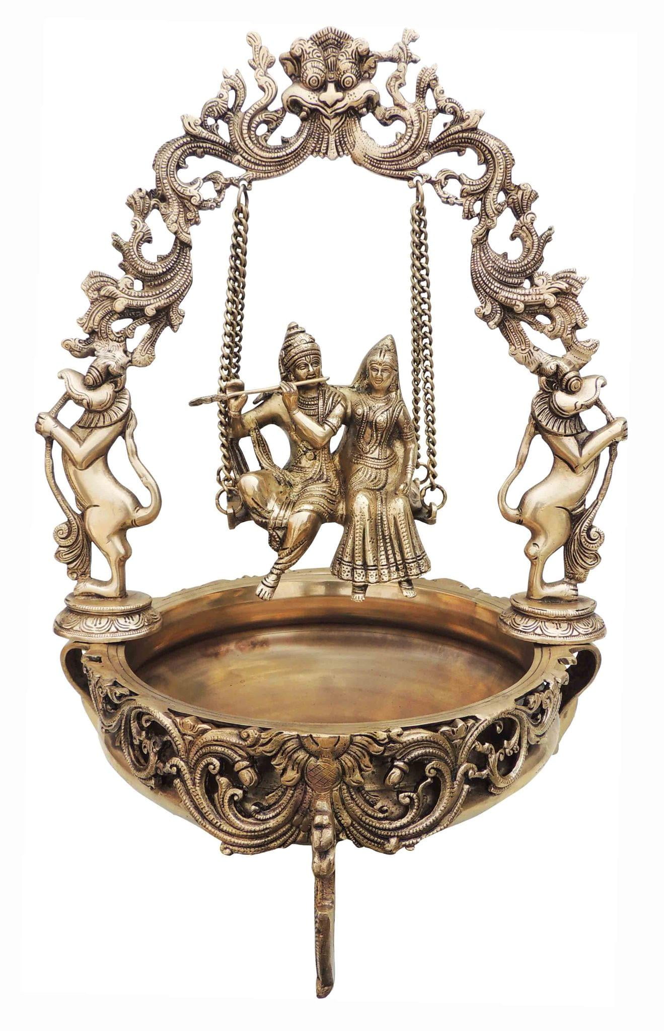 Brass Metal Radha Krishna Urli 12.095kg, Brass Krishna Urli, India Puja ...