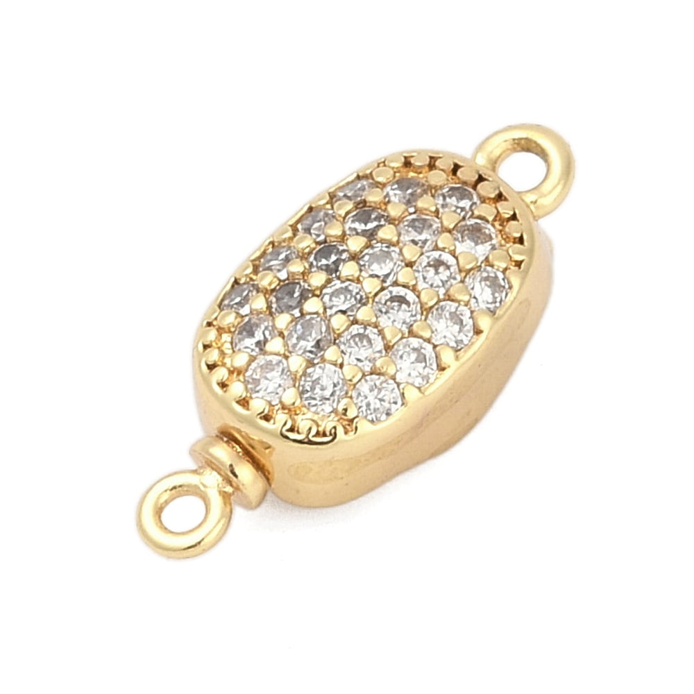 Brass Micro Pave Clear Cubic Zirconia Box Clasps with Glass Oval Real ...