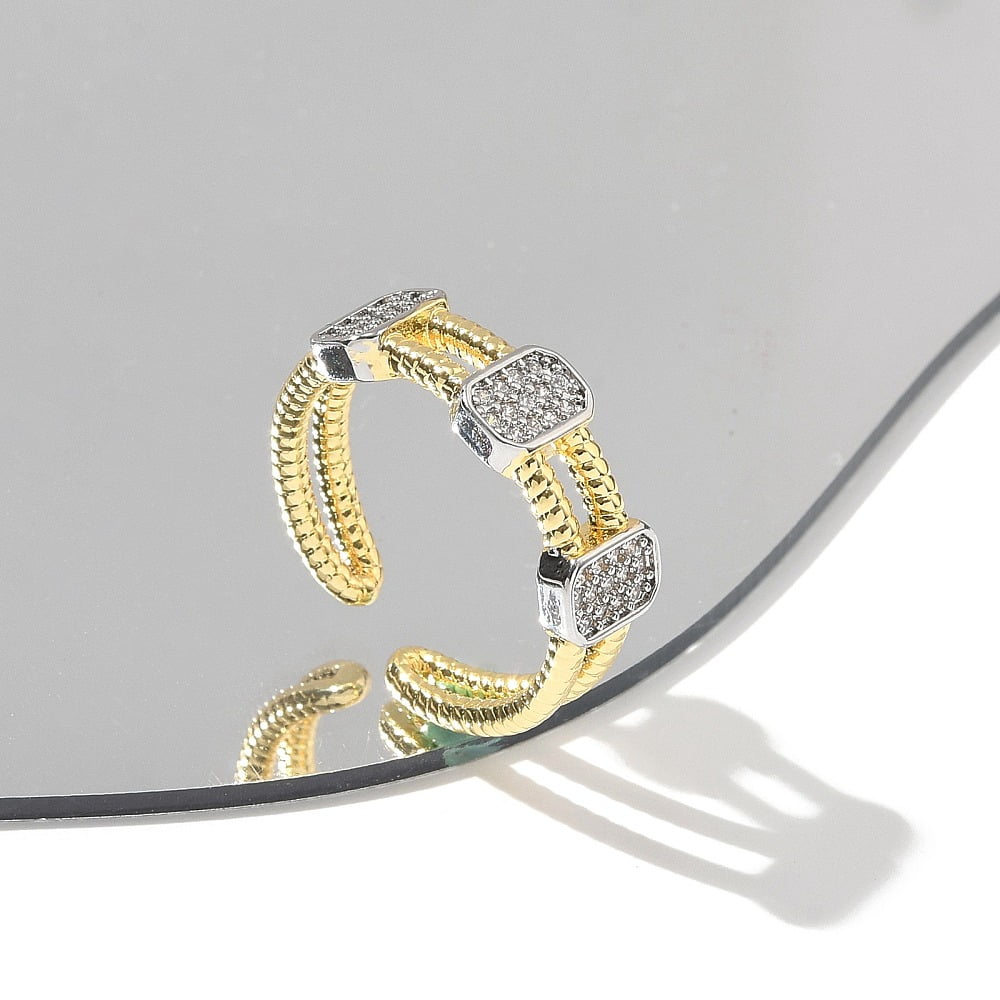 Brass Micro Pave Clear Cubic Zirconia Cuff Finger Rings for Women ...