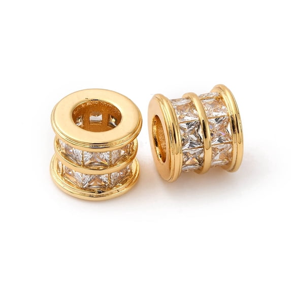 Brass Micro Pave Clear Cubic Zirconia European Beads Large Hole Beads ...
