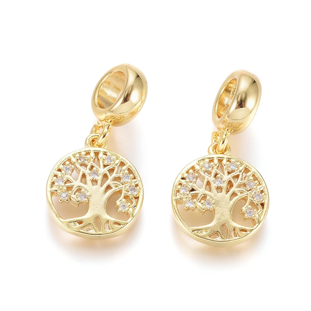 Brass Micro Pave Clear Cubic Zirconia European Dangle Charms Large Hole ...