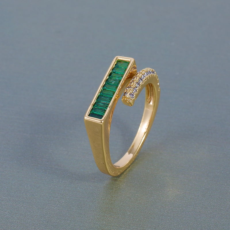 Brass Micro Pave Clear Cubic Zirconia Finger Rings for Women with Glass ...