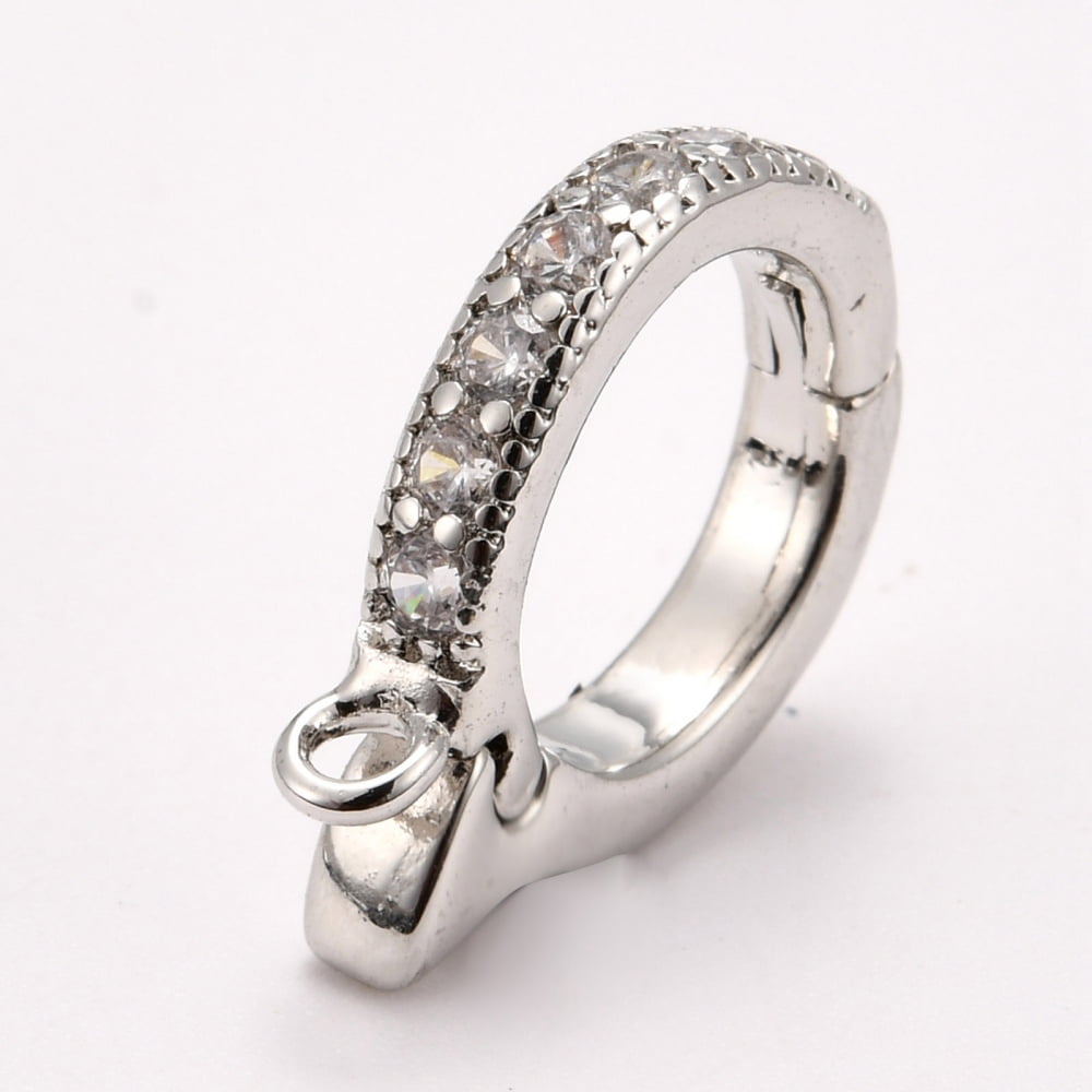 Brass Micro Pave Clear Cubic Zirconia Hoop Earring Findings with ...