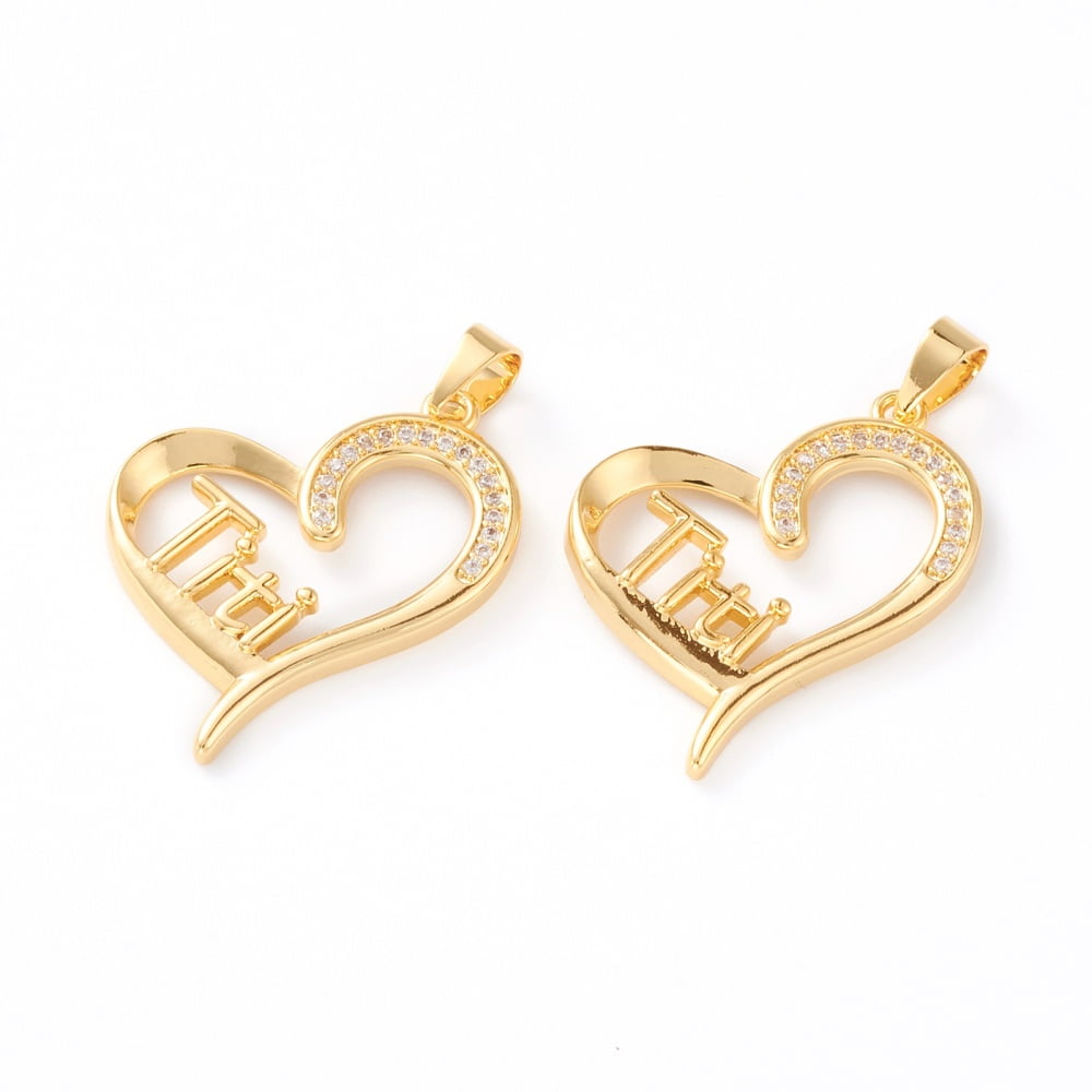 Brass Micro Pave Clear Cubic Zirconia Pendants Long-Lasting Plated ...