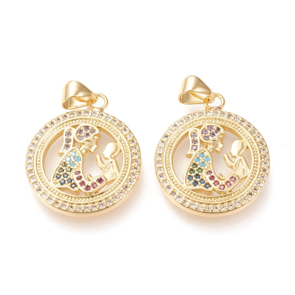 Brass Micro Pave Clear Cubic Zirconia Pendants Mother's Day Long ...