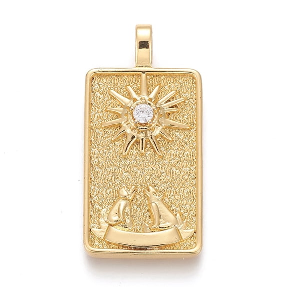 Brass Micro Pave Clear Cubic Zirconia Pendants Real 18K Gold Plated ...