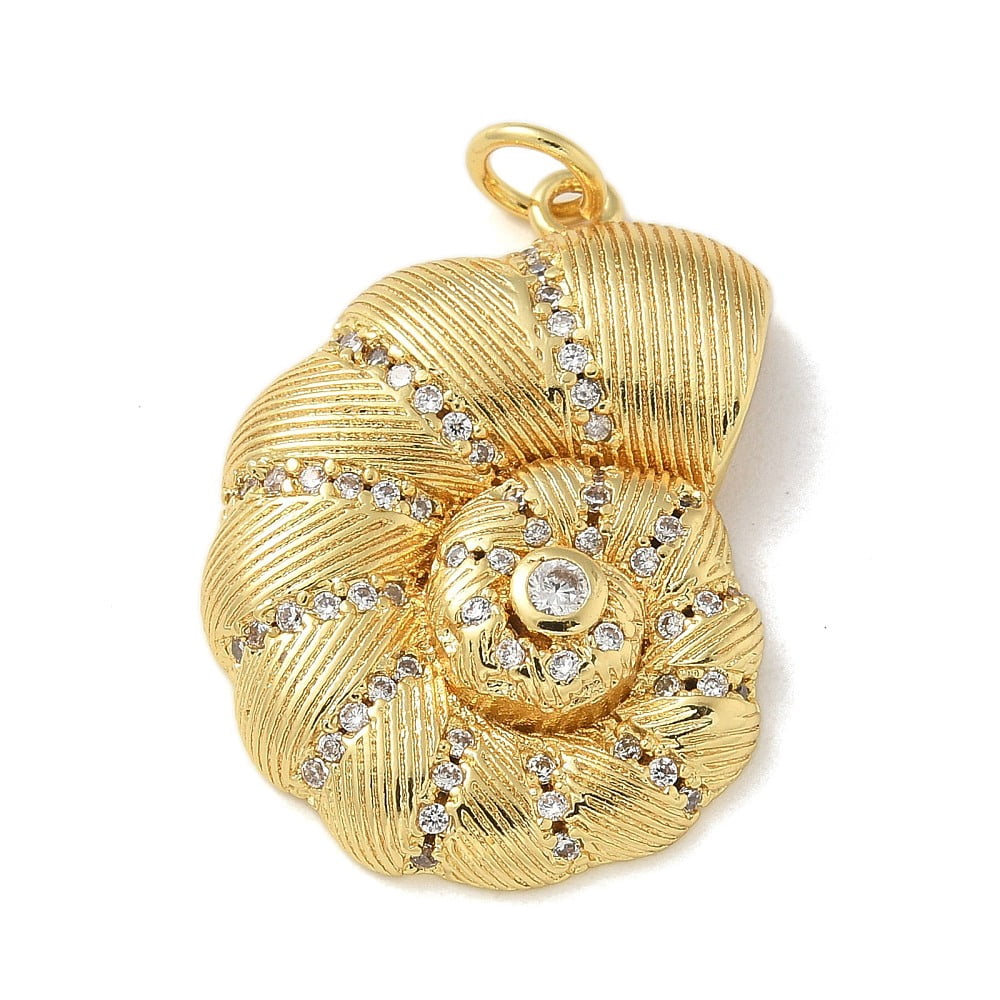 Brass Micro Pave Clear Cubic Zirconia Pendants with Jump Ring Sea ...
