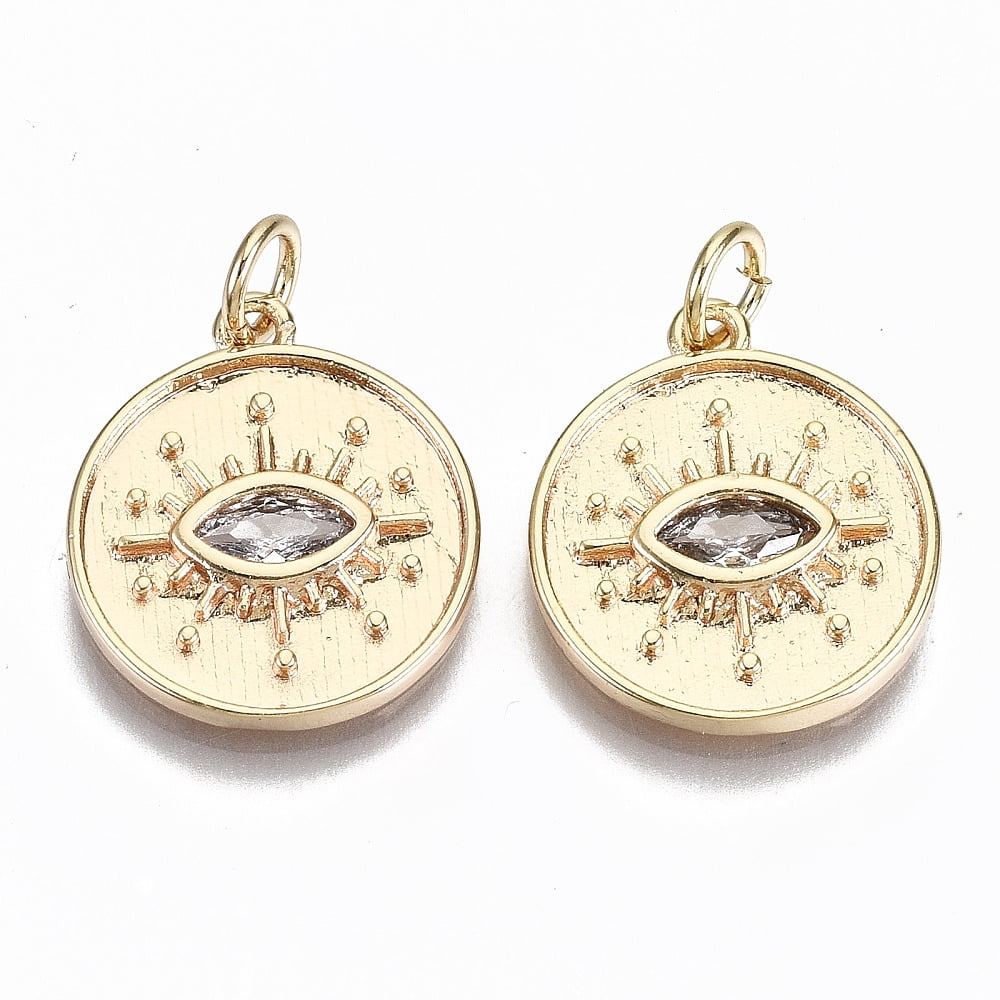 Brass Micro Pave Clear Cubic Zirconia Pendants with Jump Rings Nickel ...