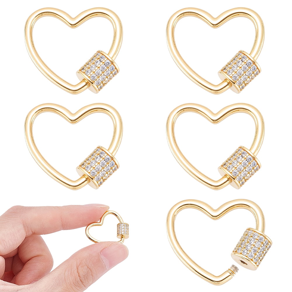Brass Micro Pave Clear Cubic Zirconia Screw Carabiner Lock Charms for ...