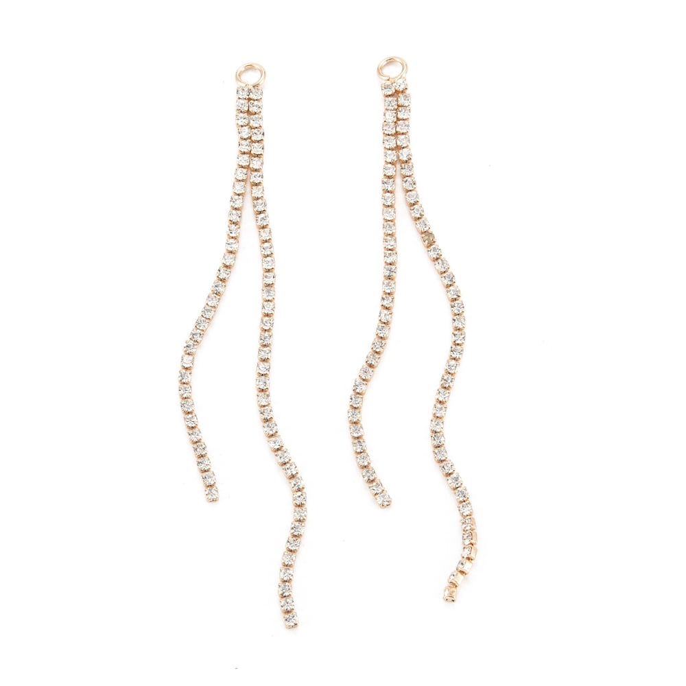 Brass Micro Pave Clear Cubic Zirconia Tassel Pendants Long-Lasting ...