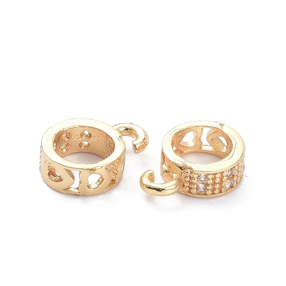 Brass Micro Pave Clear Cubic Zirconia Tube Bails Loop Bails Long ...