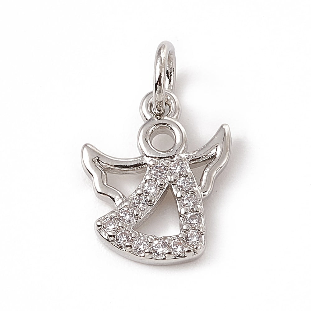 Brass Micro Pave Cubic Zirconia Charms with Jump Ring Angel Charm ...