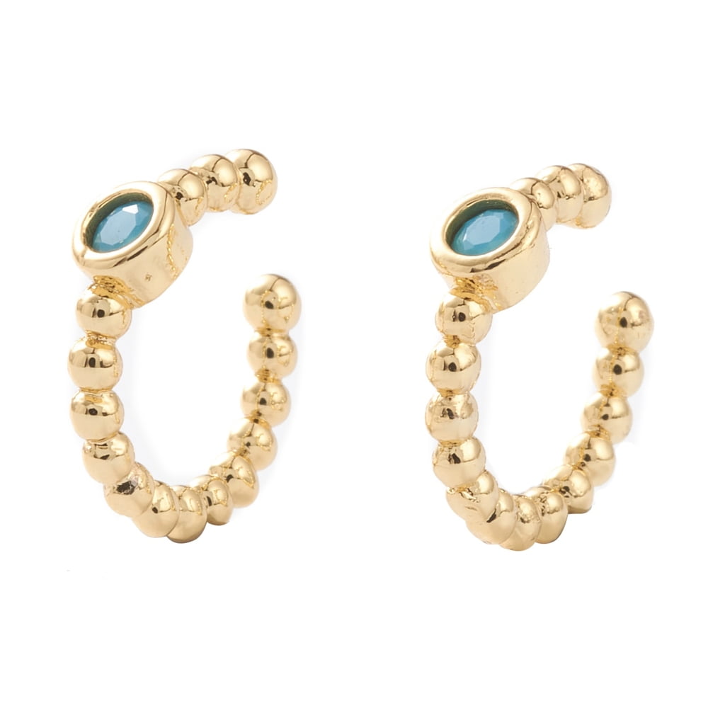 Brass Micro Pave Cubic Zirconia Cuff Earrings Long-Lasting Plated Real ...
