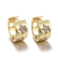 Brass Micro Pave Cubic Zirconia Huggie Hoop Earrings Long-Lasting ...