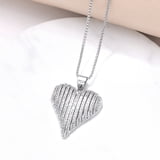 Brass Micro Pave Cubic Zirconia Pendant Necklaces Heart Platinum 18.90 ...