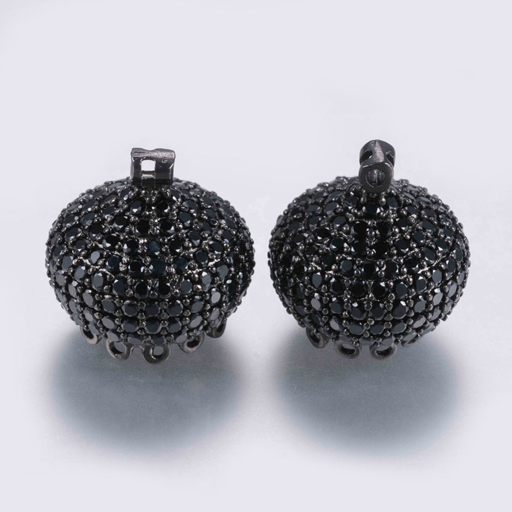 Brass Micro Pave Cubic Zirconia Pendants Tassel Cap Bail Cap Black ...