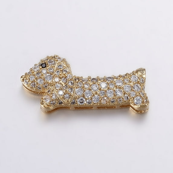 Brass Micro Pave Cubic Zirconia Puppy Pendants Multi-strand Links ...