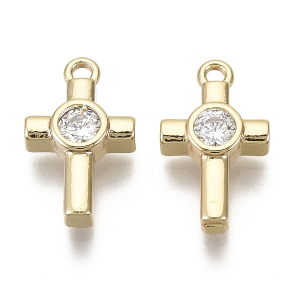 Brass Micro Pave Cubic Zirconia Tiny Charms Nickel Free Real 18K Gold ...