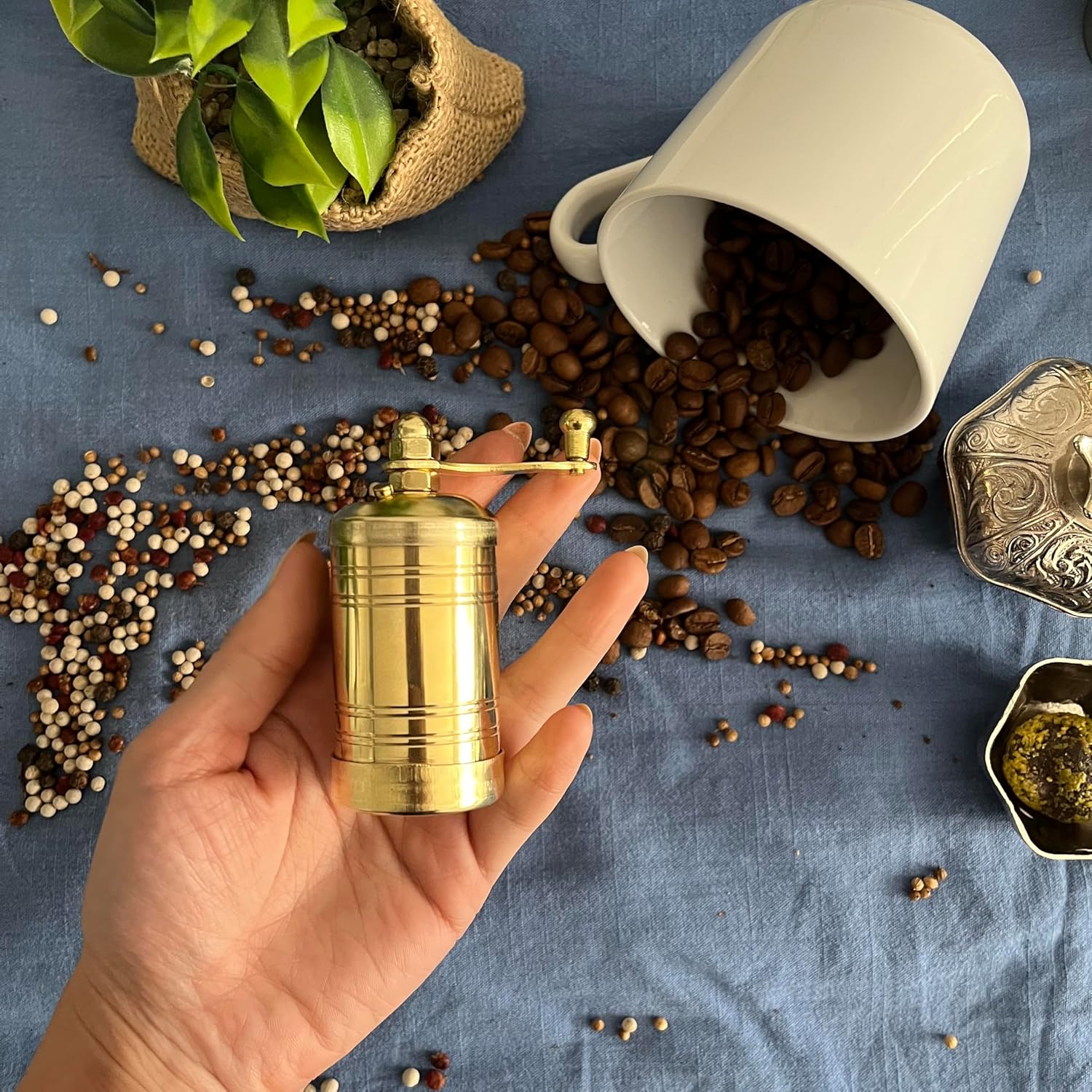 Brass Mini Pepper Grinder and Spice Mill, Spice Grinder, Herb Grinder ...