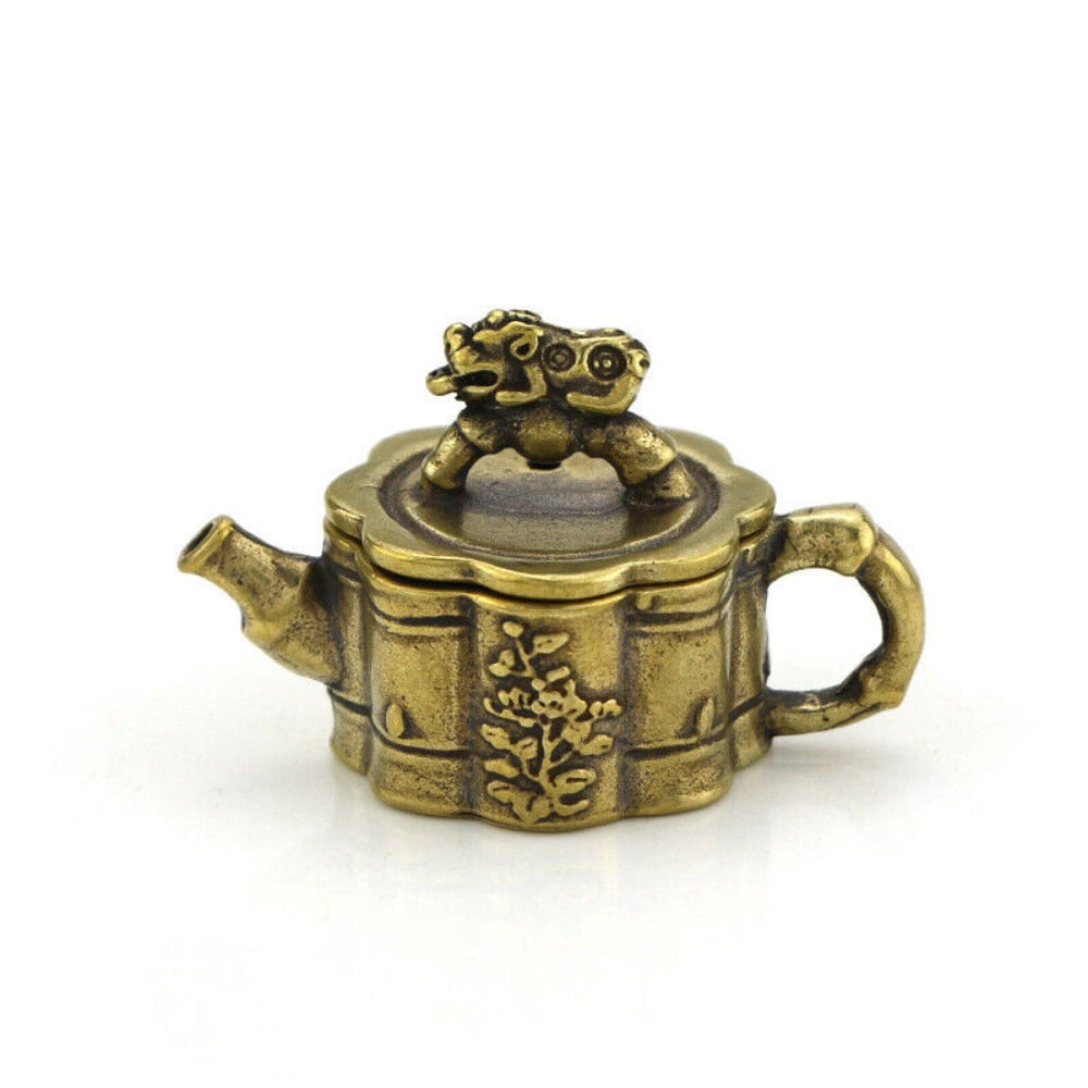 Brass Miniature Small Ornament Good Luck Pixie Covered Teapot Incense ...