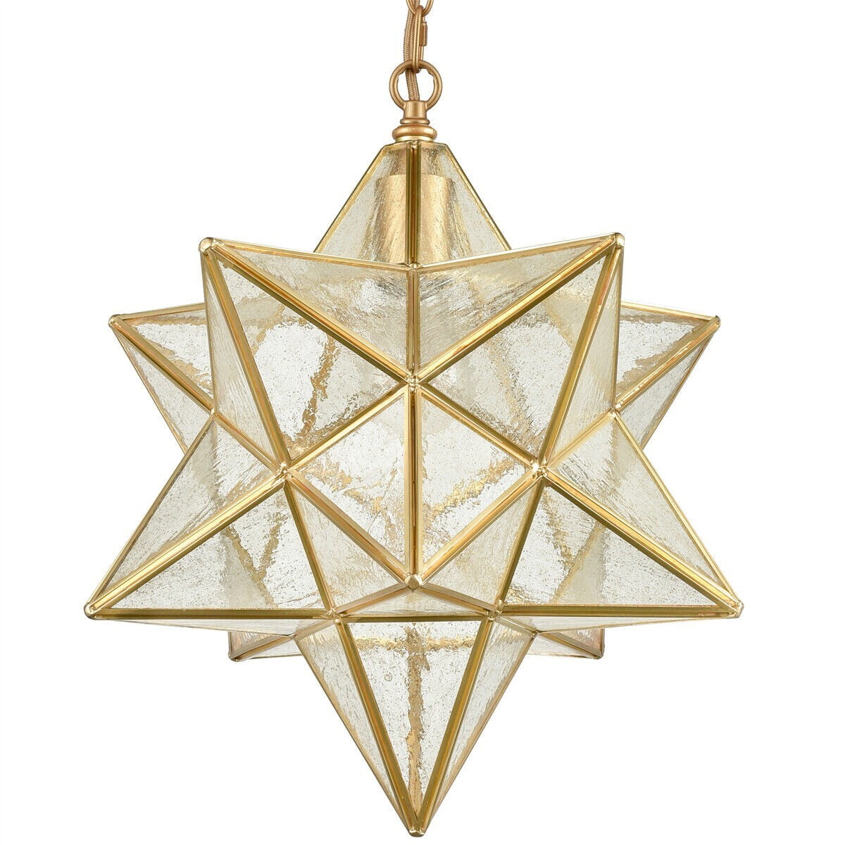 Brass Moravian Star Light in Seeded Glass Pendant Lights Fixture 15 ...