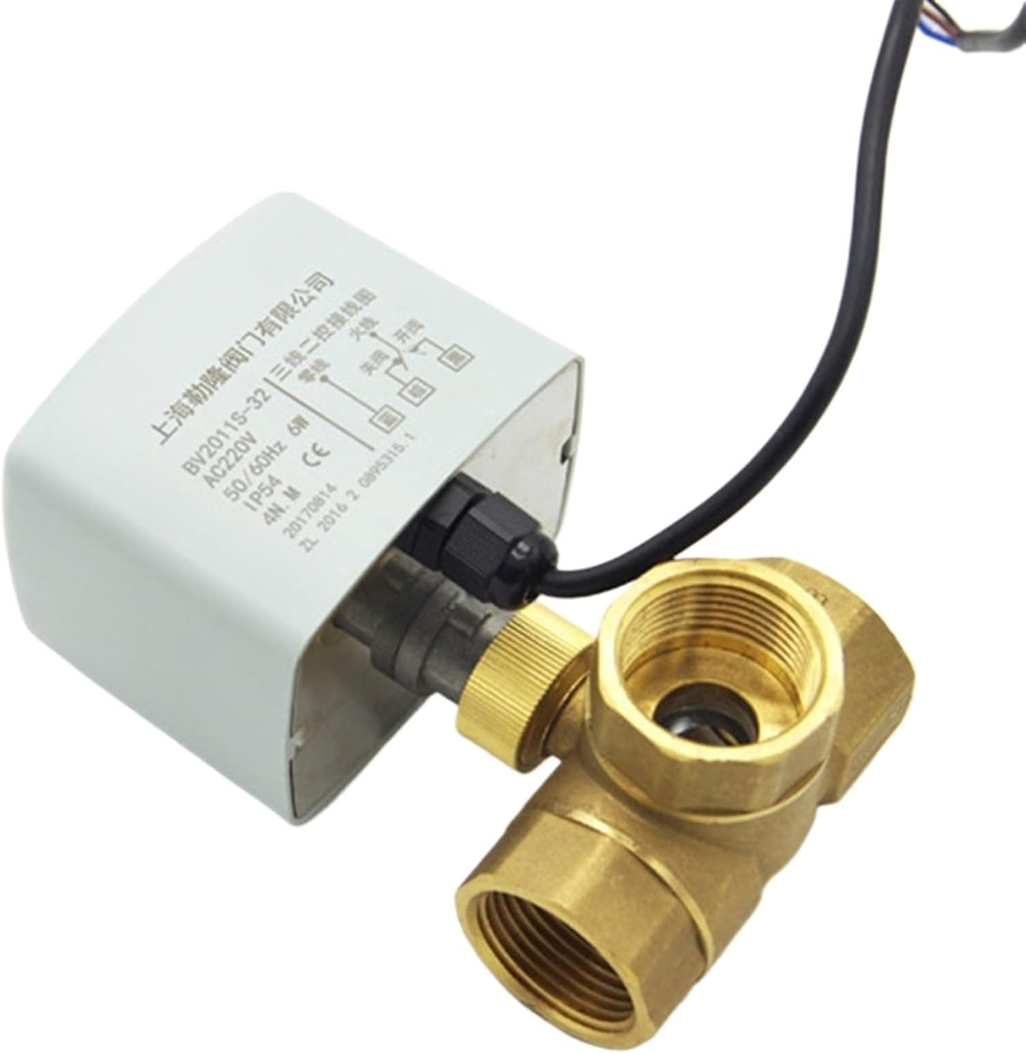Brass Motorized Ball Valve 3 Wire Two Control Electric Actuator Ac220v