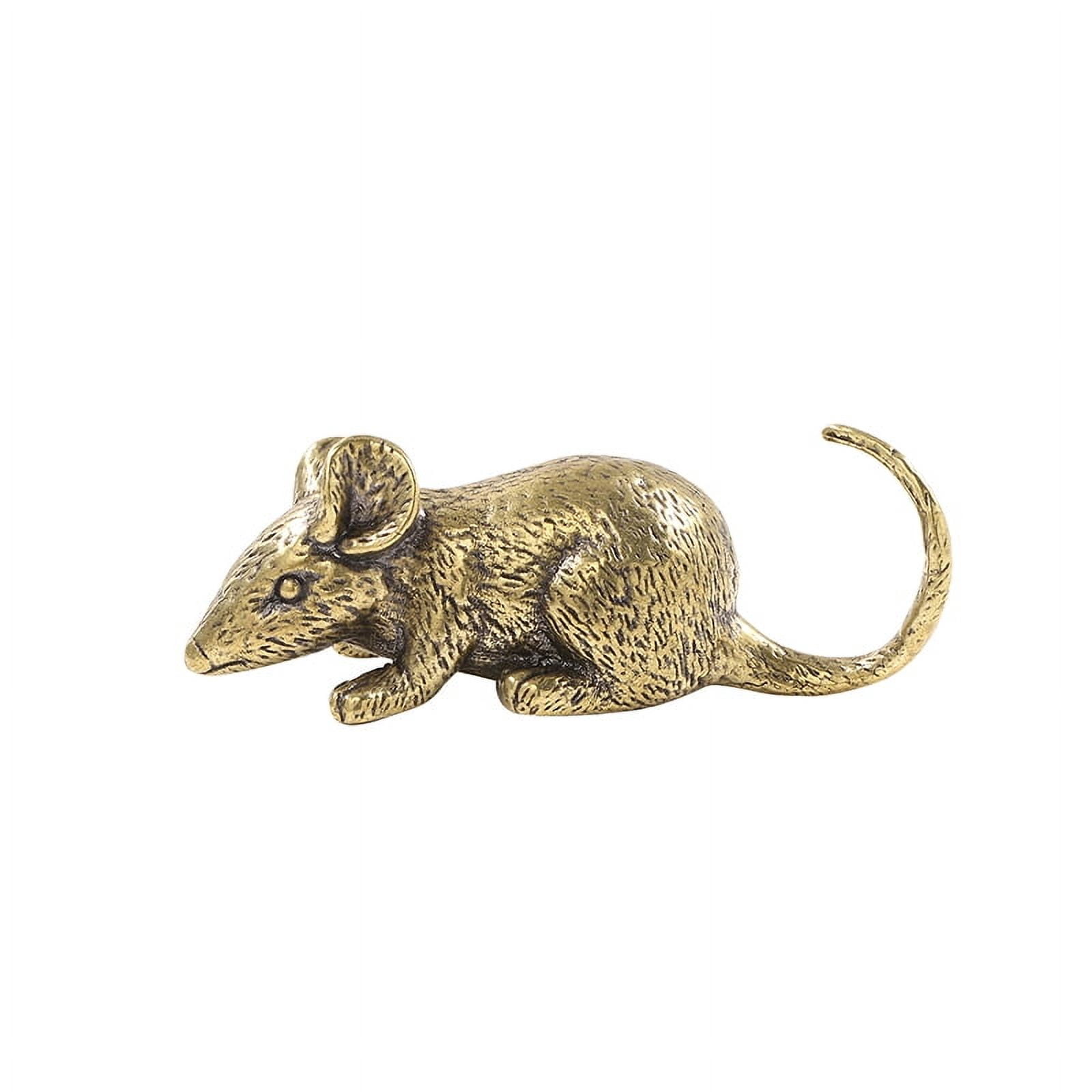 Brass Mouse Statue Lifelike Mouse Figurine Lucky Rat Sculpture Home ...