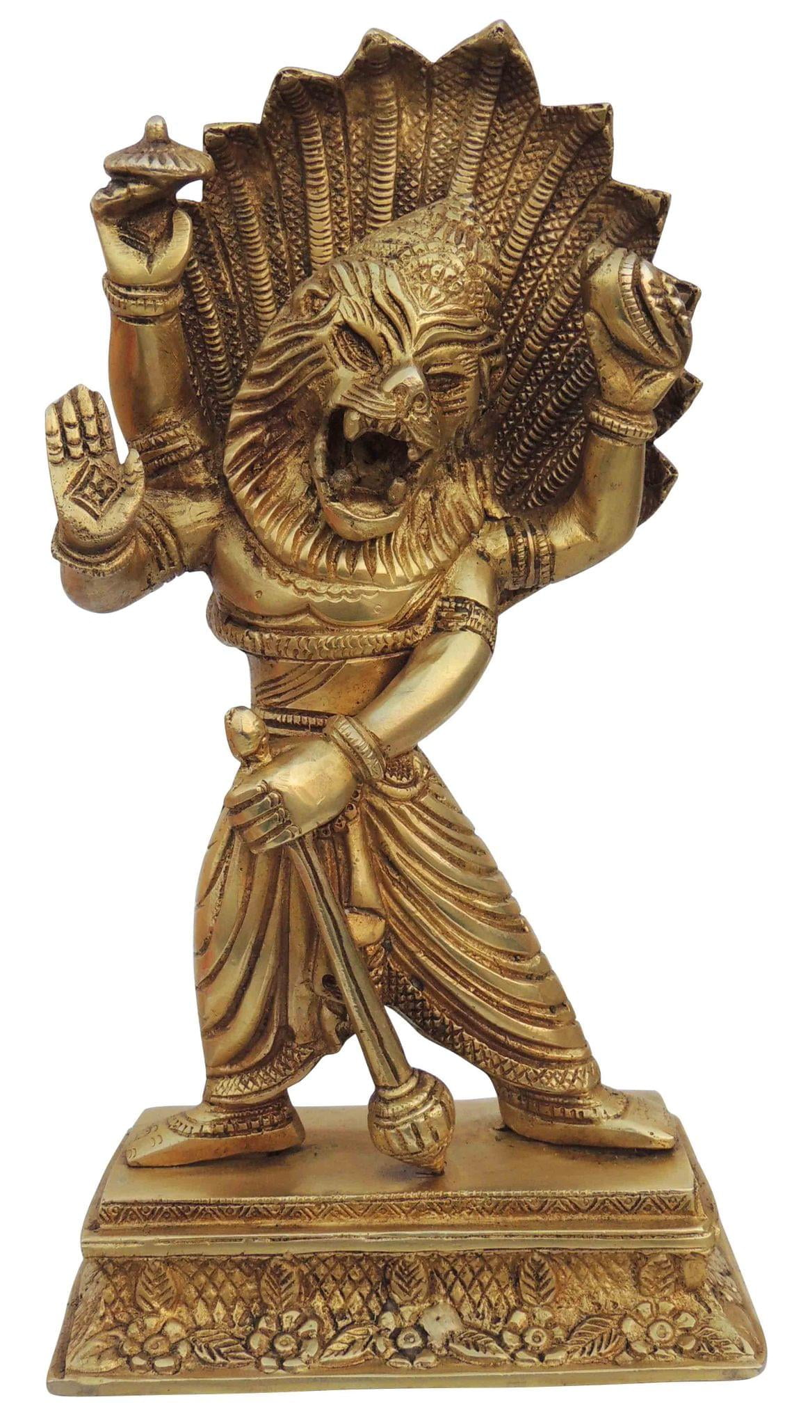 Brass Narsingh Bhagwan God Idol Statue 2.88kg, Narsimha Statue ...
