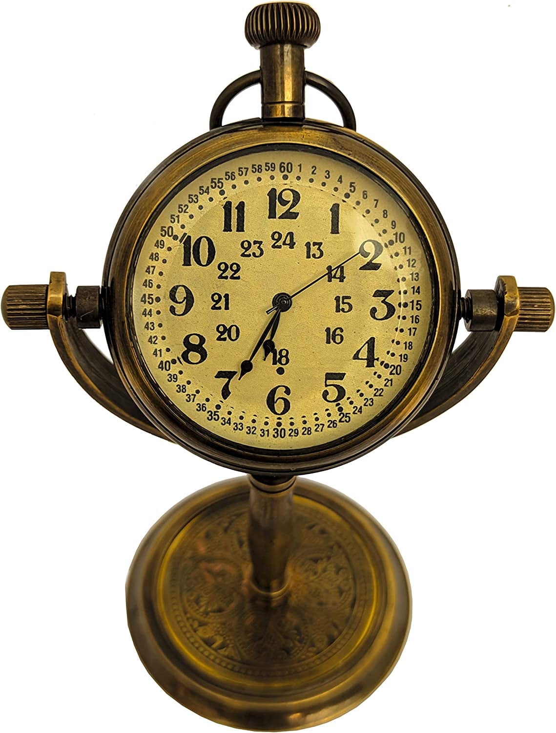 Brass Nautical Marine Desk Clock Brass Desk Clock 5" Rotating Dial ...