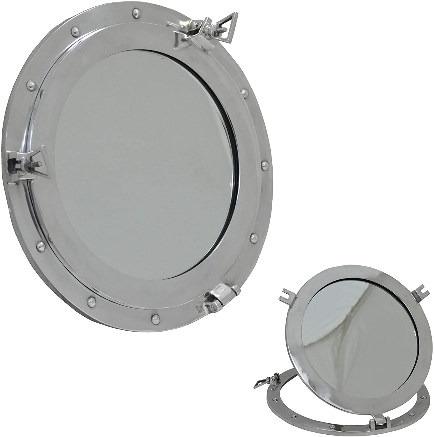 Brass Nautical Marine Porthole Mirror - 12 inch Aluminum Finish ...