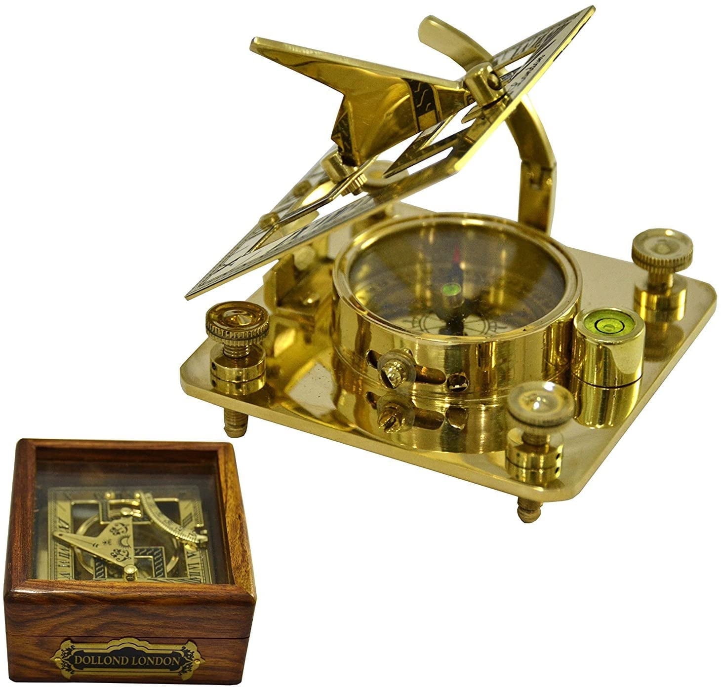 Brass Nautical Sundial Sun Dial Compass With Wood Gift Box - Walmart ...