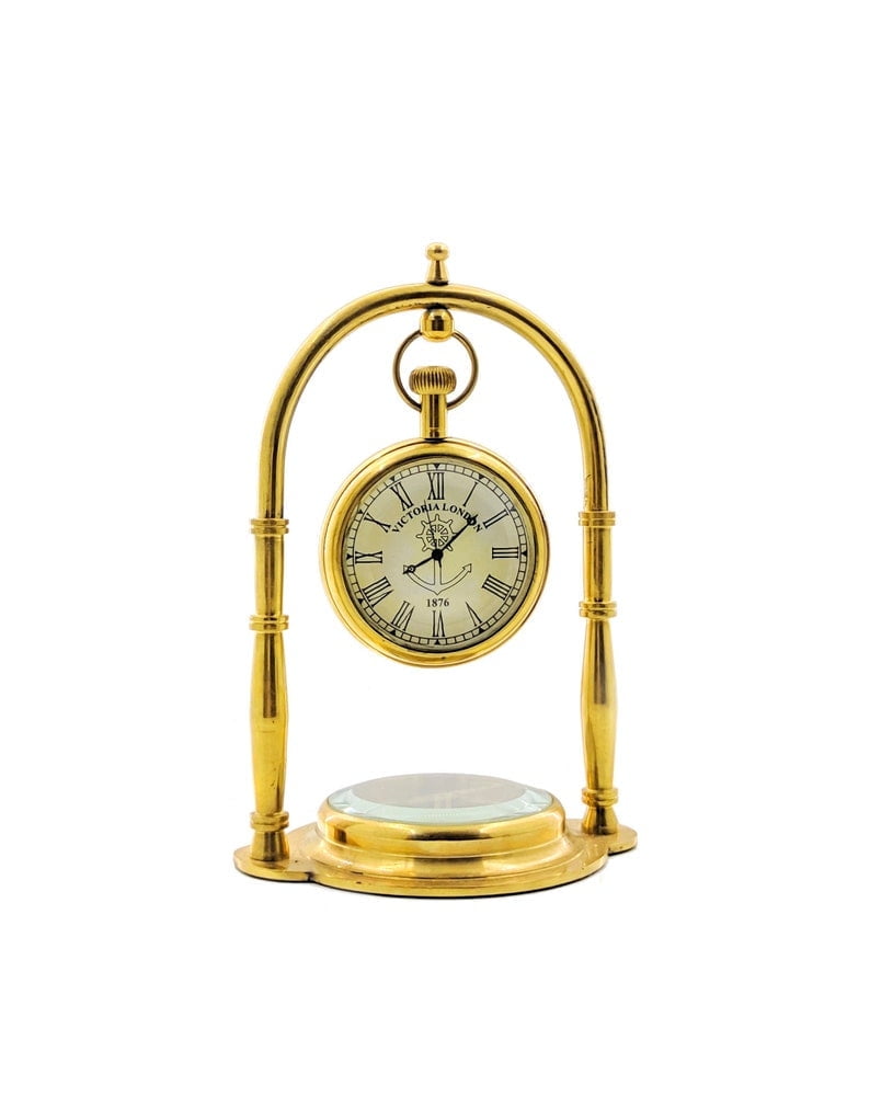 Magnetic Compass Base Sara Nautical Antique Brass Desk Clock With ...