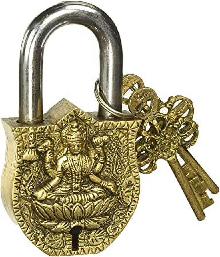 Brass Padlock - Lock with Keys - Working Functional - Brass Made Padlock laxmi Golden - Walmart.com
